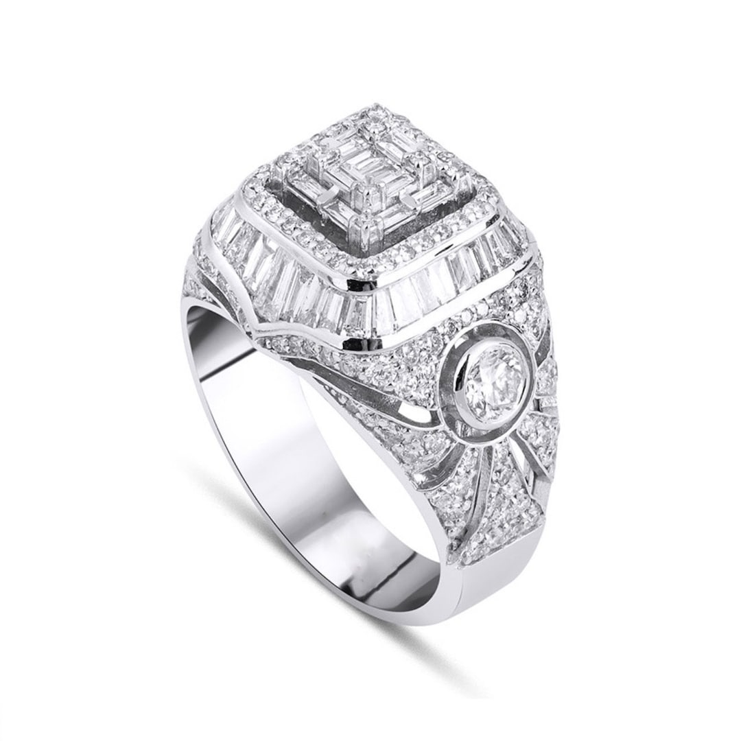 Unique Man Diamond Ring, 14K Solid Gold Men Diamond Ring, Boyfriend ...