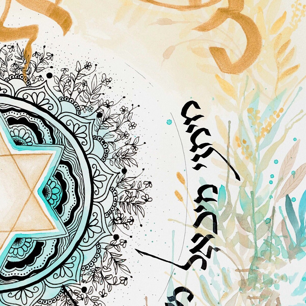 Jewish Art Hebrew Calligraphy Painting Angels Prayer - Etsy