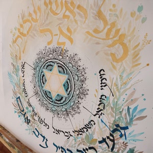 Jewish Art | Hebrew Calligraphy Painting | Angels Prayer | Torah Verses ...