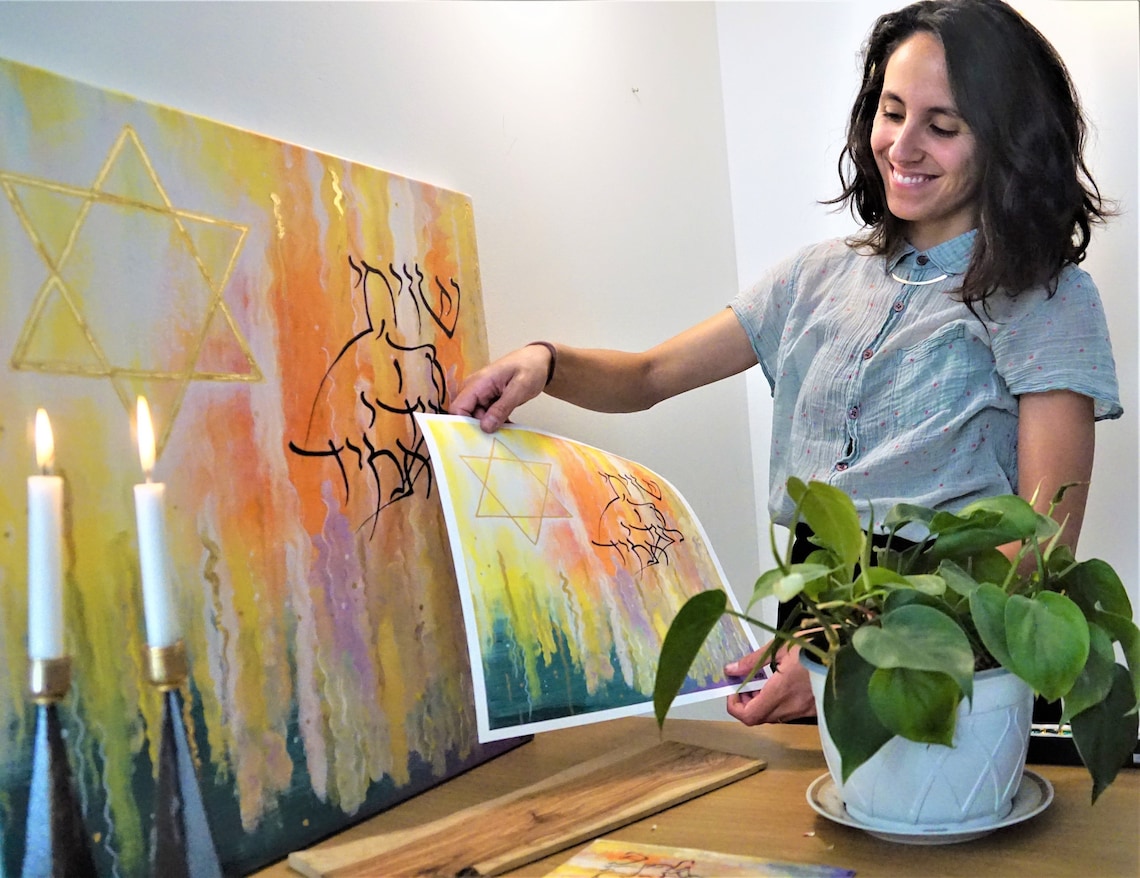 Jewish Art | Hebrew Calligraphy Painting | Torah Verses | Giclée Canvas ...