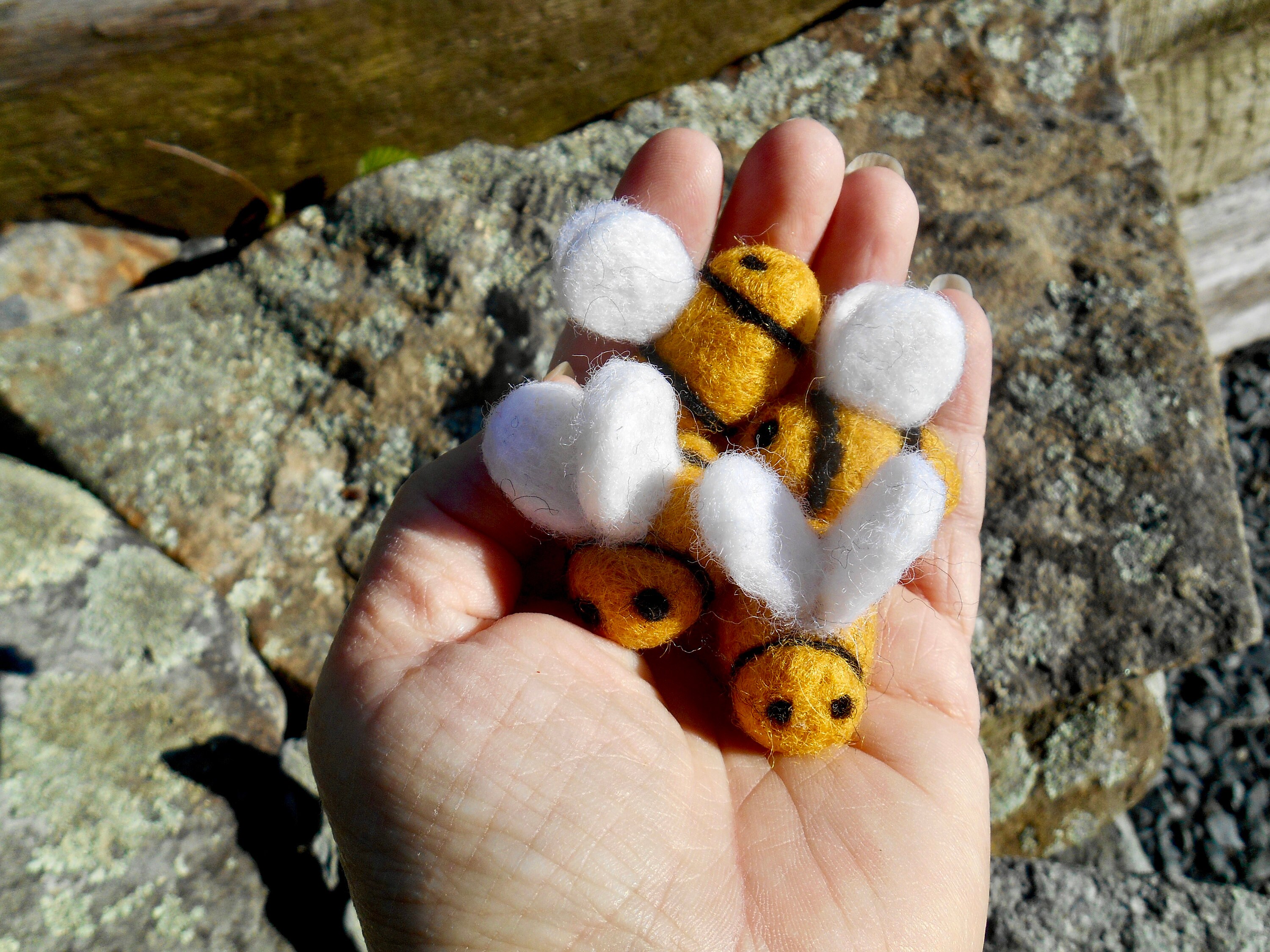Felted Bees set of 5 Newborn Prop Felt Bees Bee Mine | Etsy