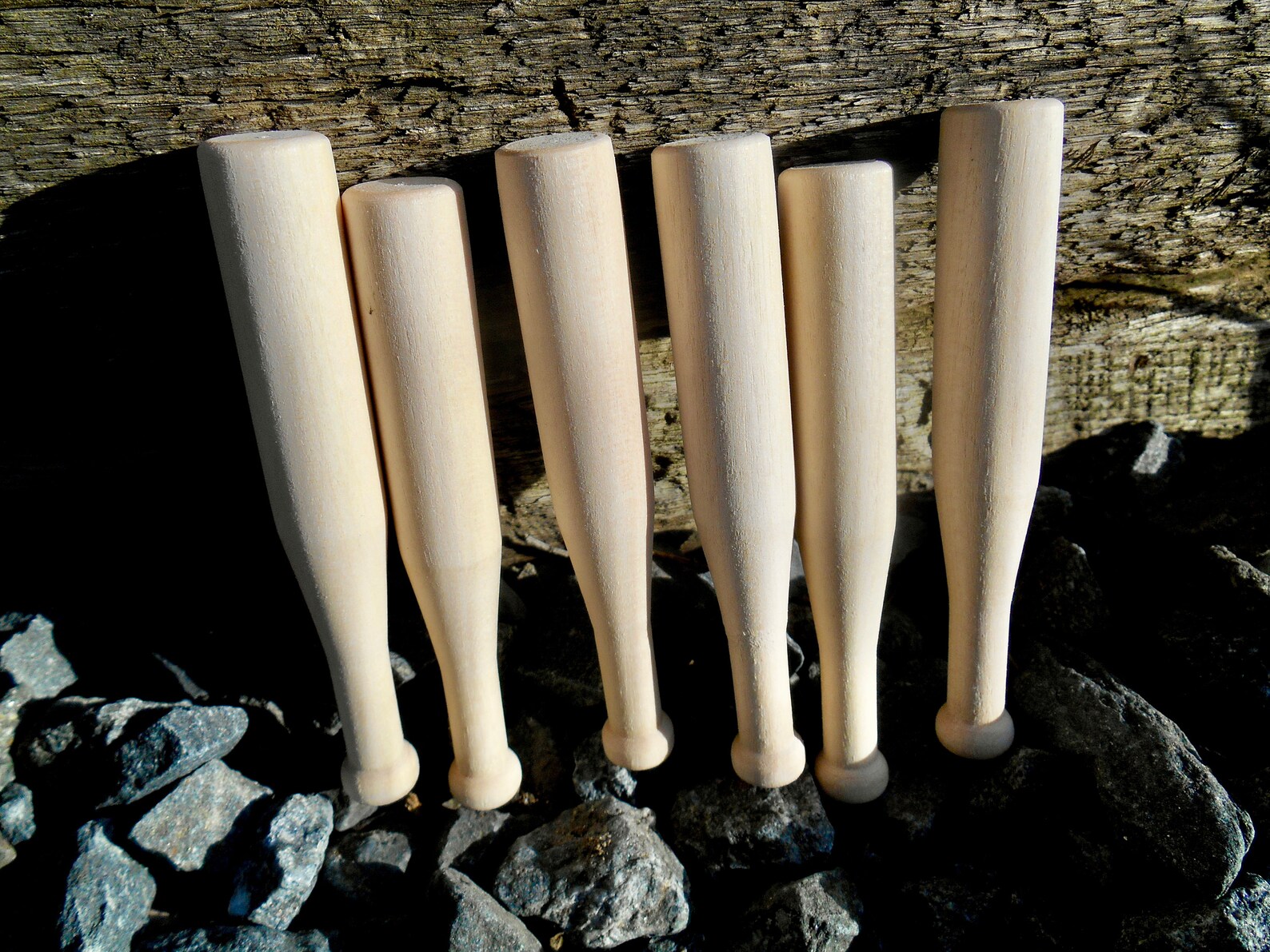 Miniature Wood Baseball Bats, Newborn Bat Prop, Set of (6)- 4 Inch Mini ...