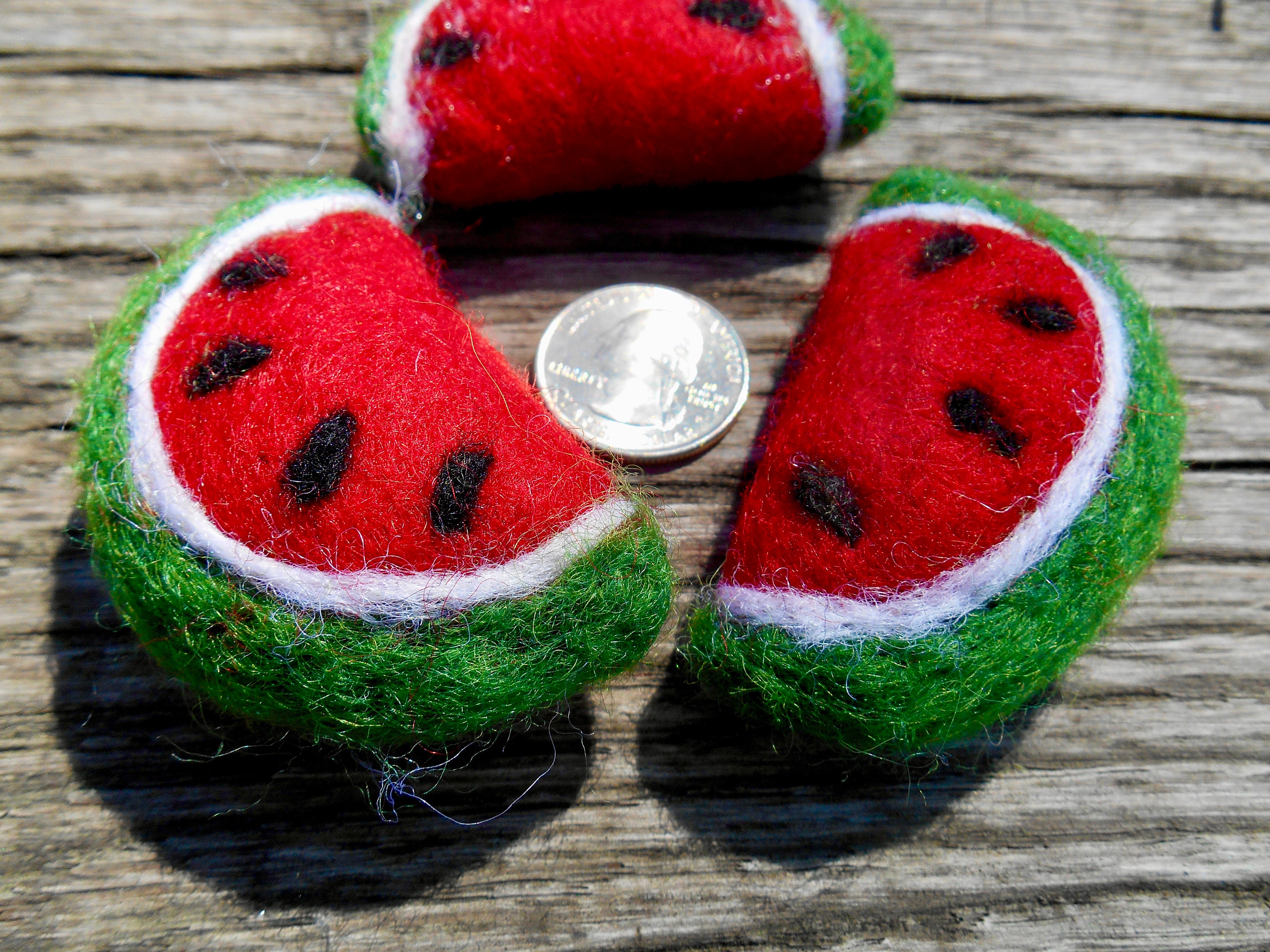 Felt Watermelon Slices Set of 3 Sensory Red Wool | Etsy