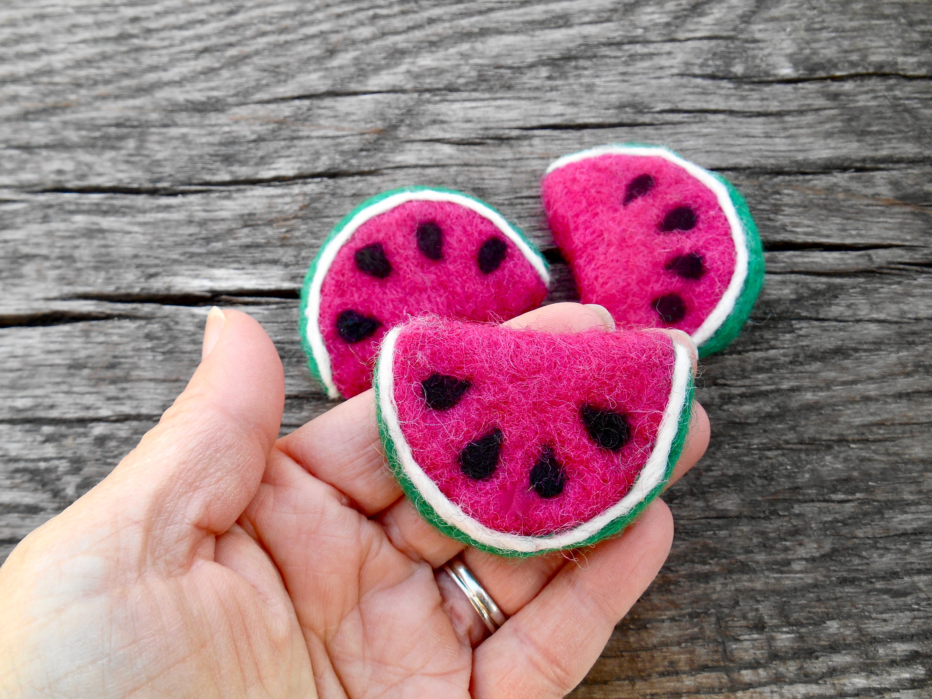 Felt Watermelon Slices Set of 3 Sensory Wool Watermelons - Etsy