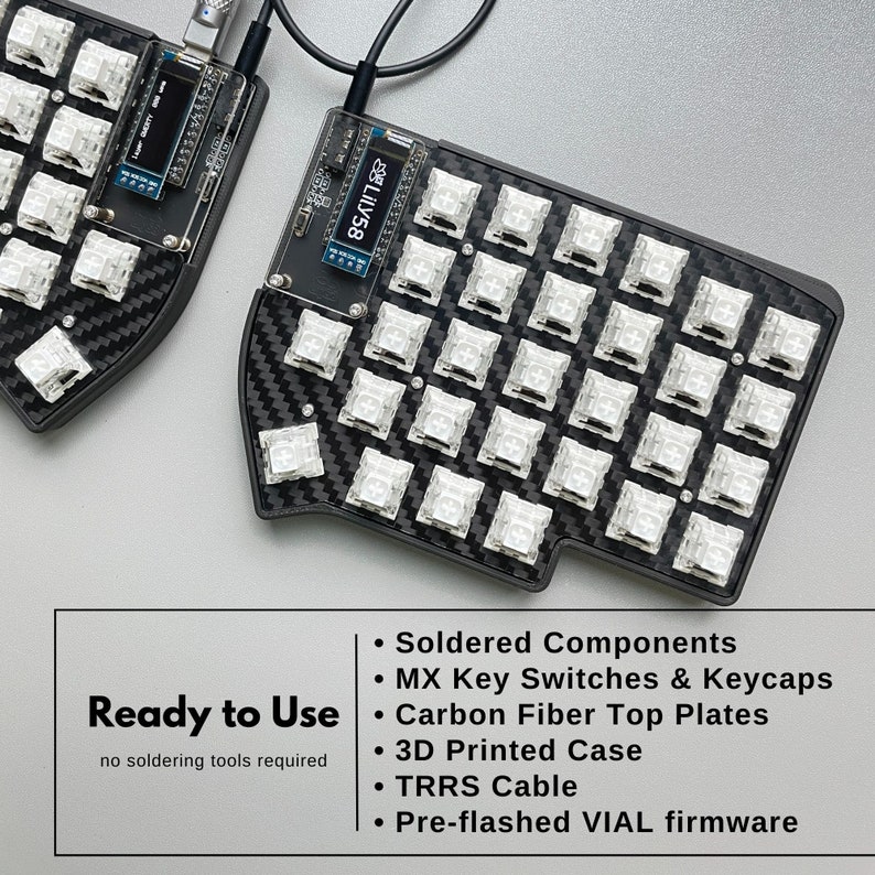 Ready to Use Lily58 Pro Split Keyboard With Pre-assembled MX Keycap, MX ...