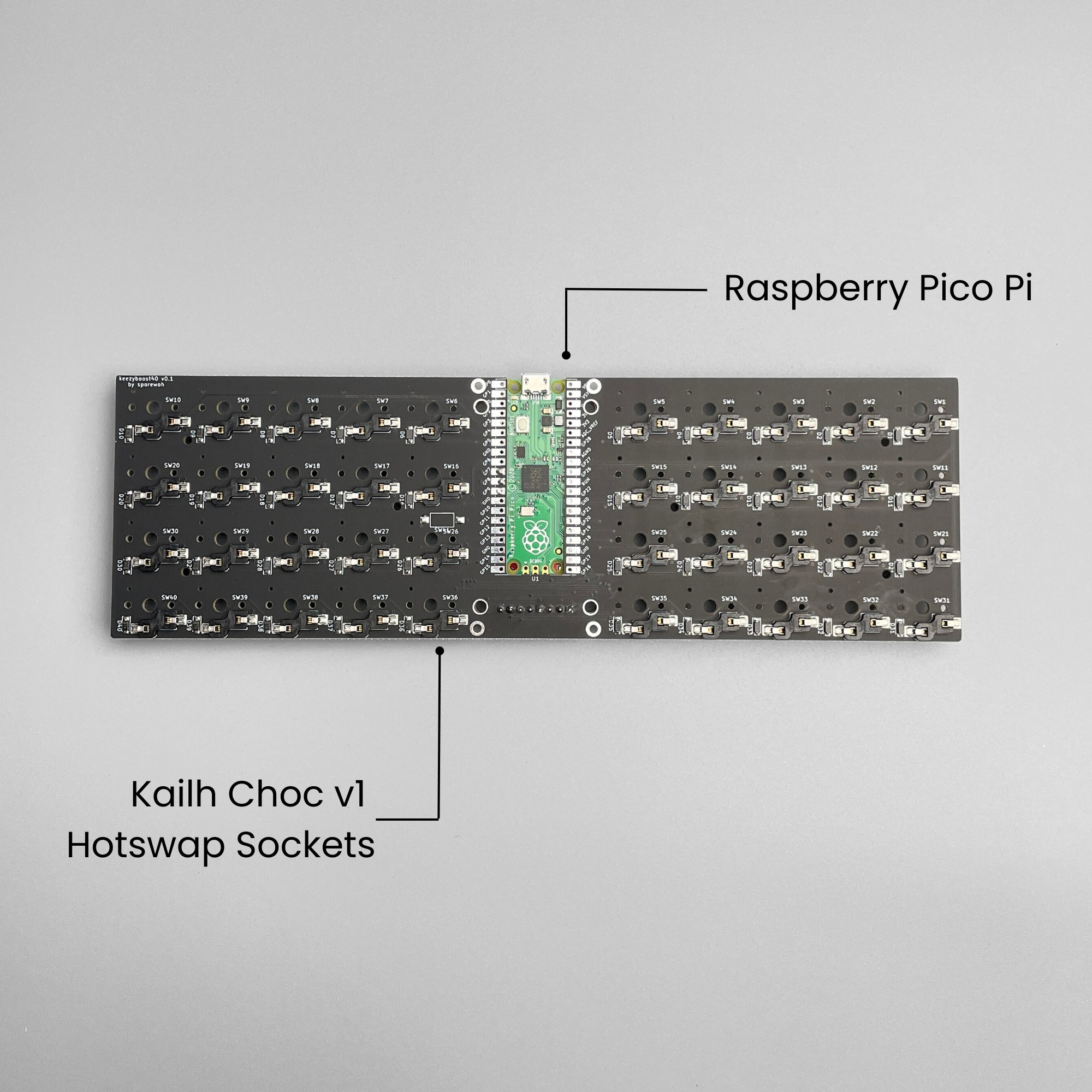 Pre-soldered / DIY Kit Keezyboost40 40 Keys RP2040 Low Profile Choc ...