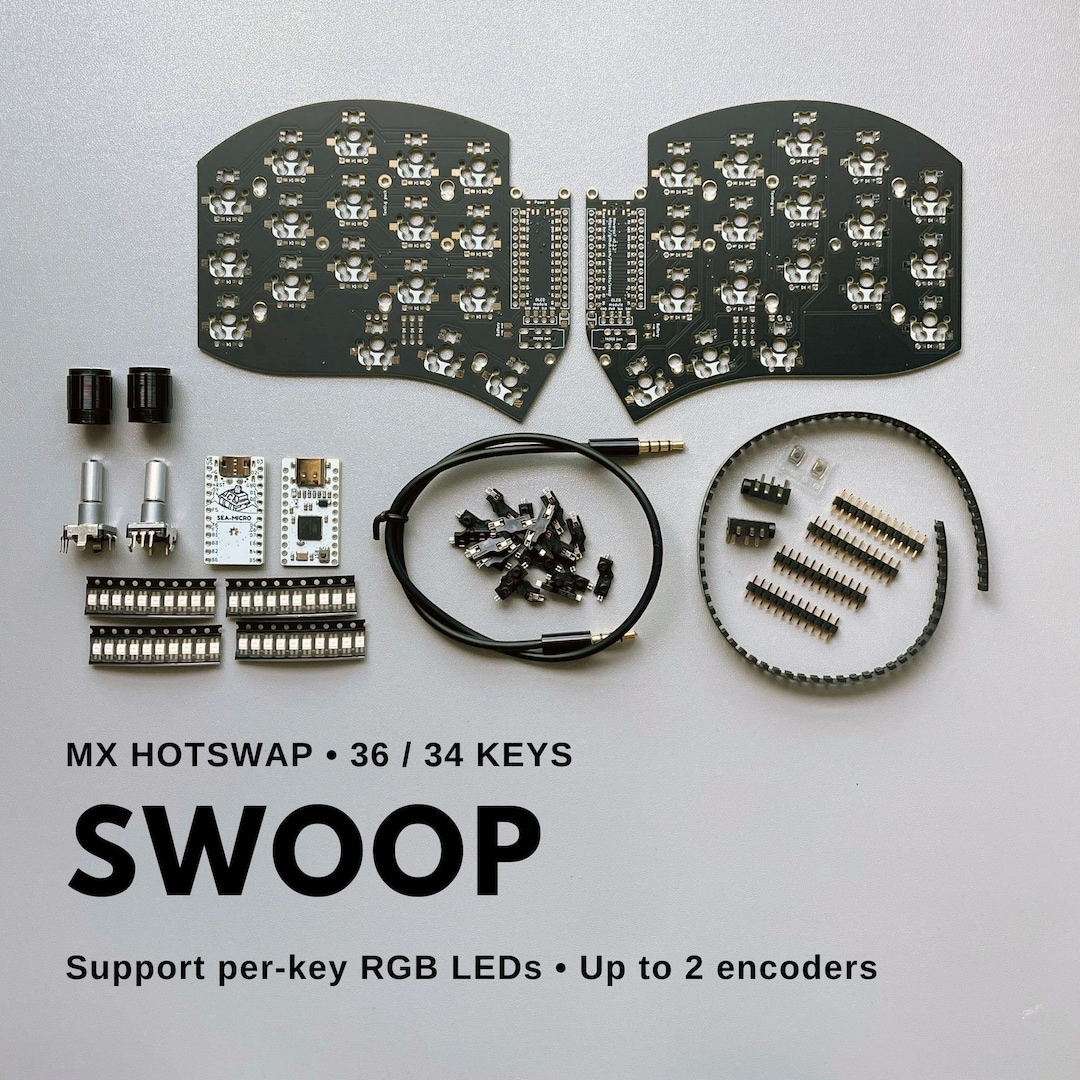 Swoop Keyboard – MX Hotswap Split Keyboard, Support up to 2 Rotary ...