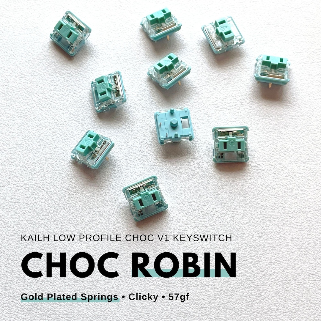 Kailh Choc V1 Robin Low Profile Clicky 57gf PG1350 Switches for Choc ...