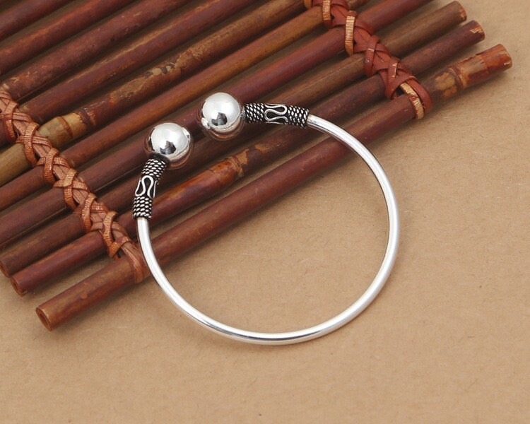 Sterling Silver Ball Bead Banglessilver Bangle Bracelet - Etsy