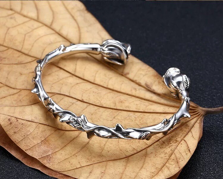Silver Rose Banglesrose Bracelet vintage Bangles rose - Etsy