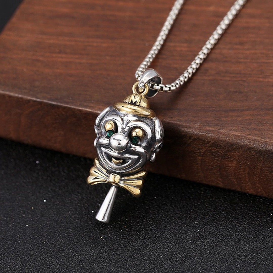 Sterling Silver Clown Pendantsilver Pendantclown - Etsy