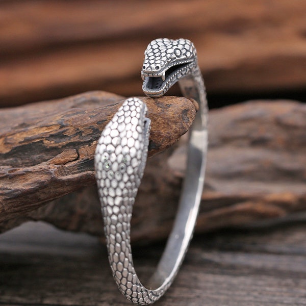 Silver Snake Bangle - Etsy