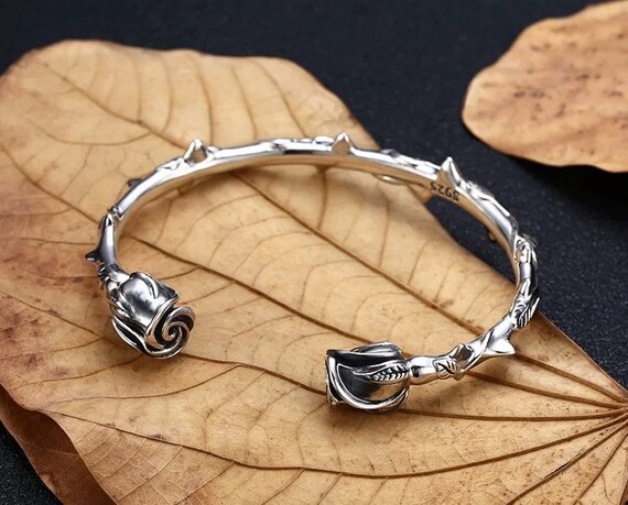 Silver Rose Banglesrose Bracelet vintage Bangles rose - Etsy