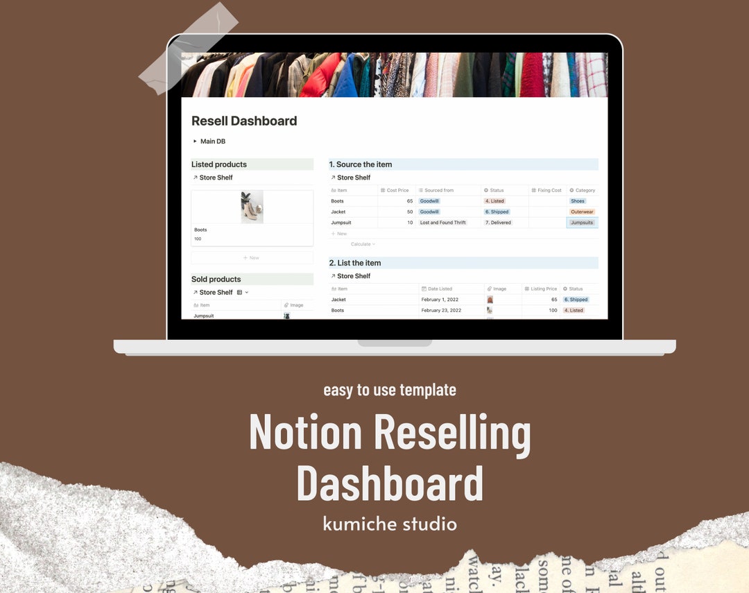 Notion Template - Reselling Dashboard for Depop | Poshmark | Mercari ...