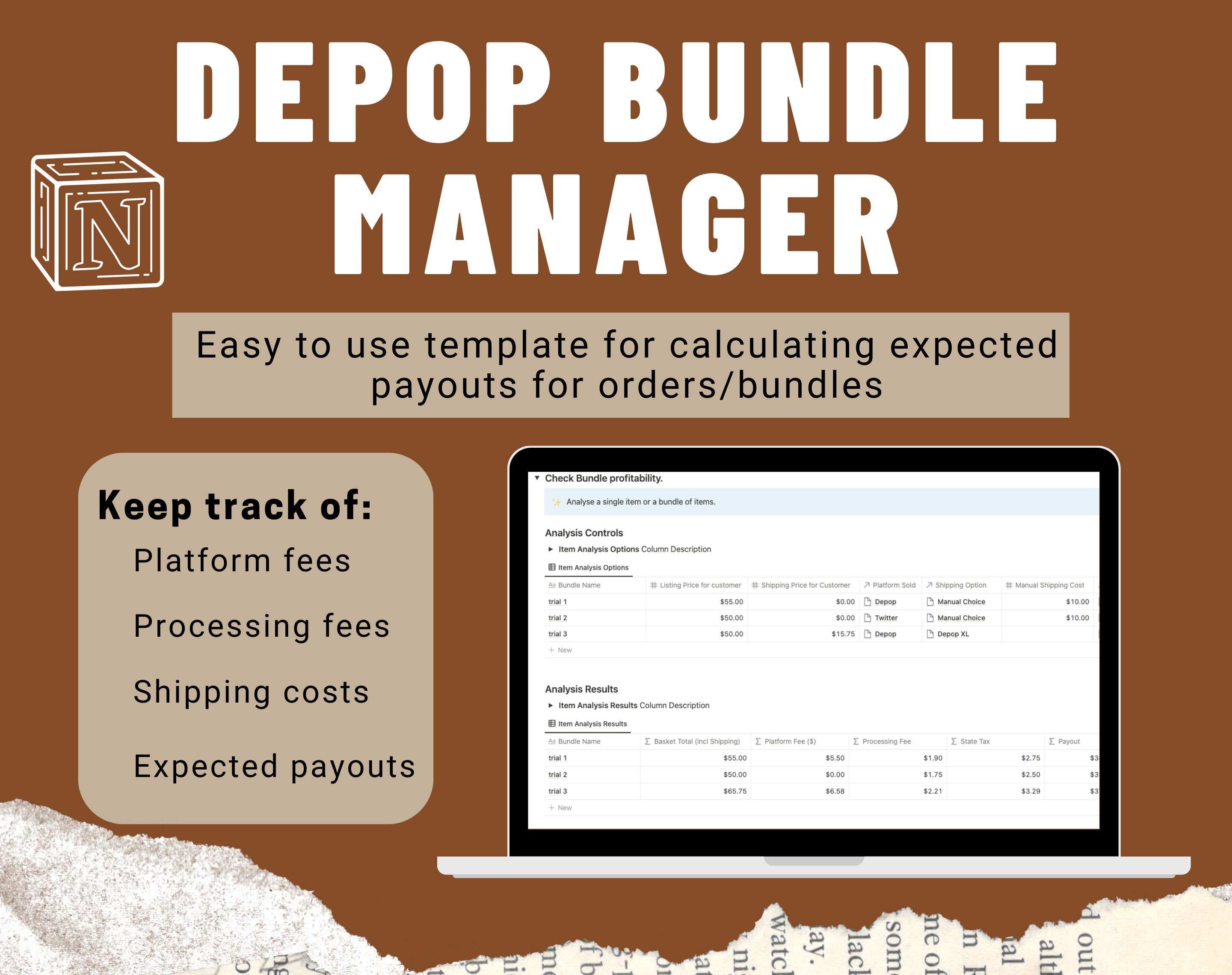 Notion Template - Depop Bundle Manager | Reselling| Pricing Calculator ...