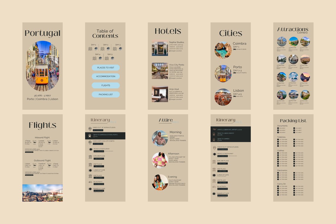Porto Mobile Travel Itinerary Template | Digital Travel Itinerary ...