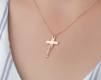 Name Cross Necklace | Etsy