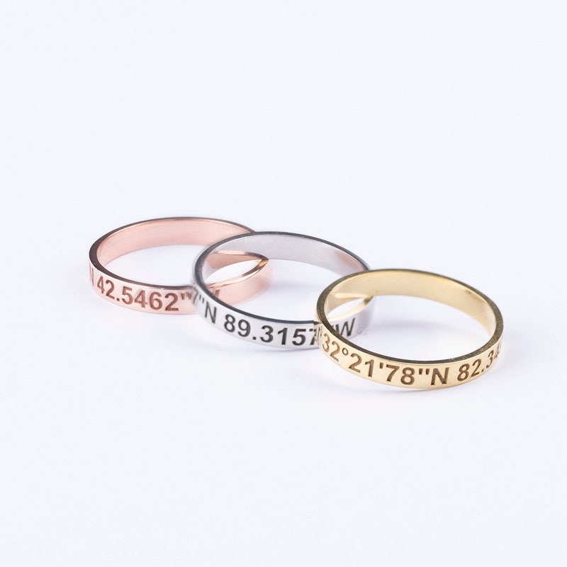 Coordinates Ring - Etsy