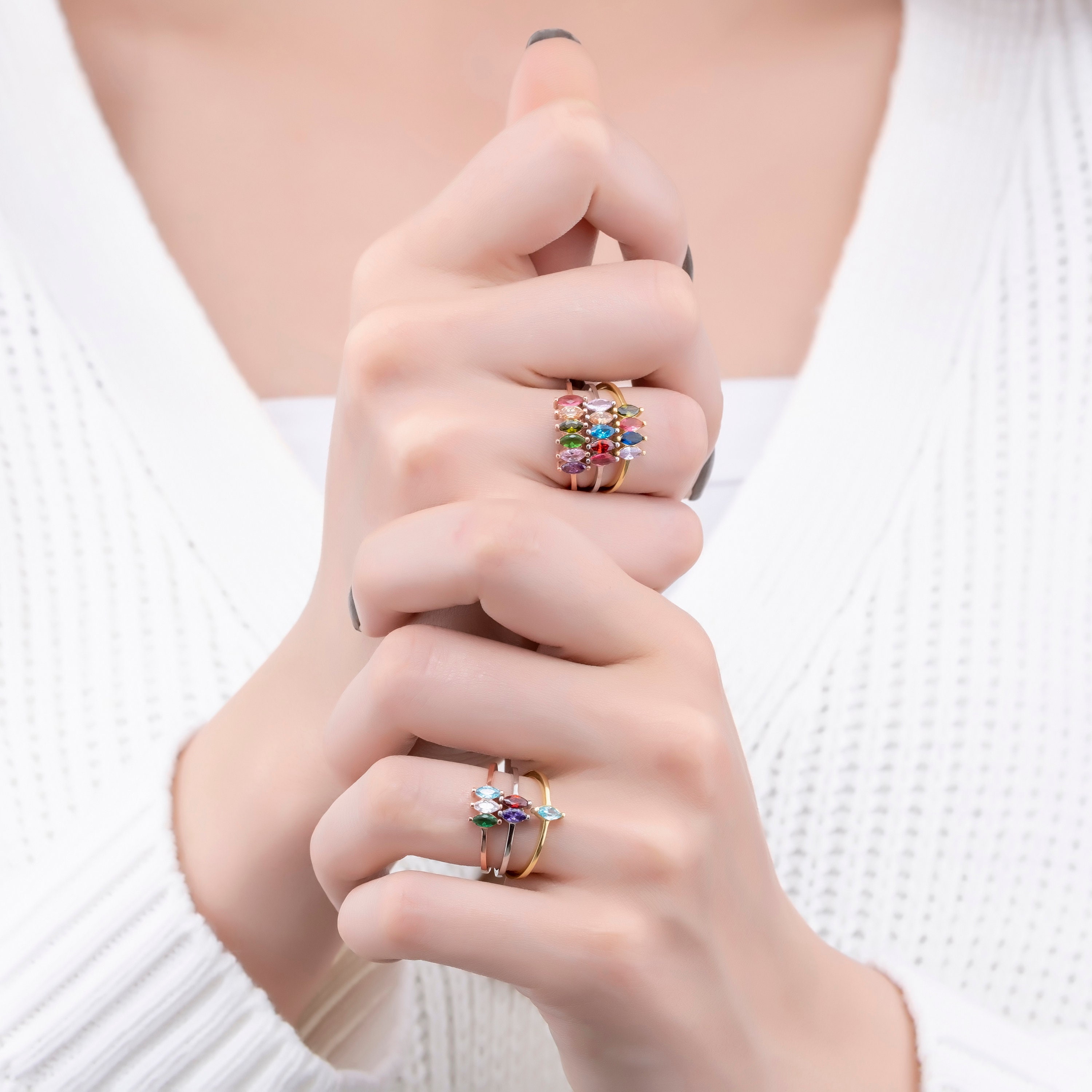 14k Gold Birthstone Rings Gold Ring Custom Personalized | Etsy