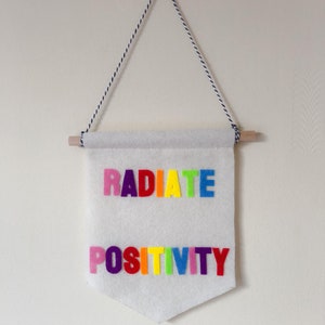 Radiate Positivity Rainbow Pennant Felt Flag - Etsy