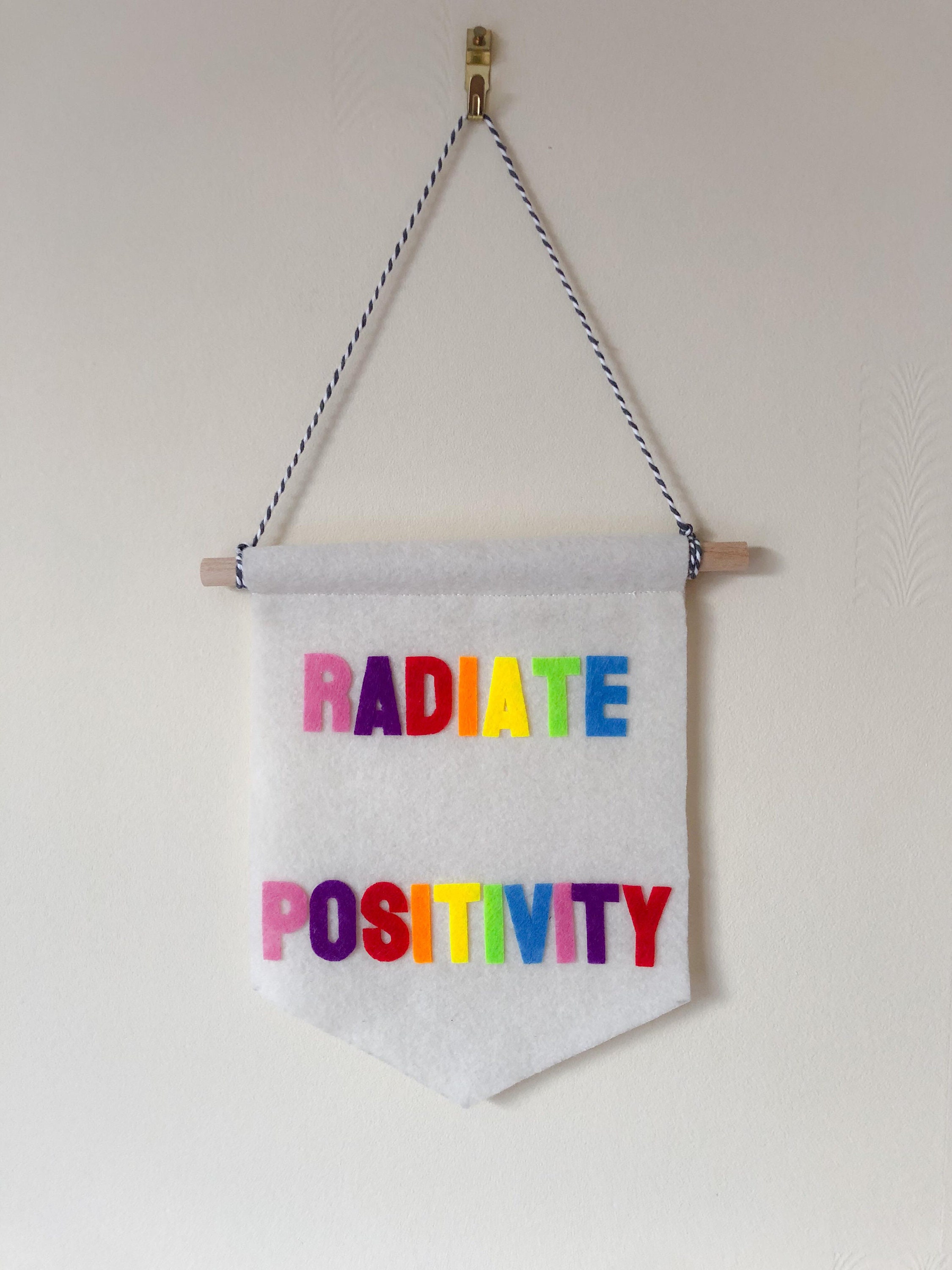 Radiate Positivity Rainbow Pennant Felt Flag - Etsy