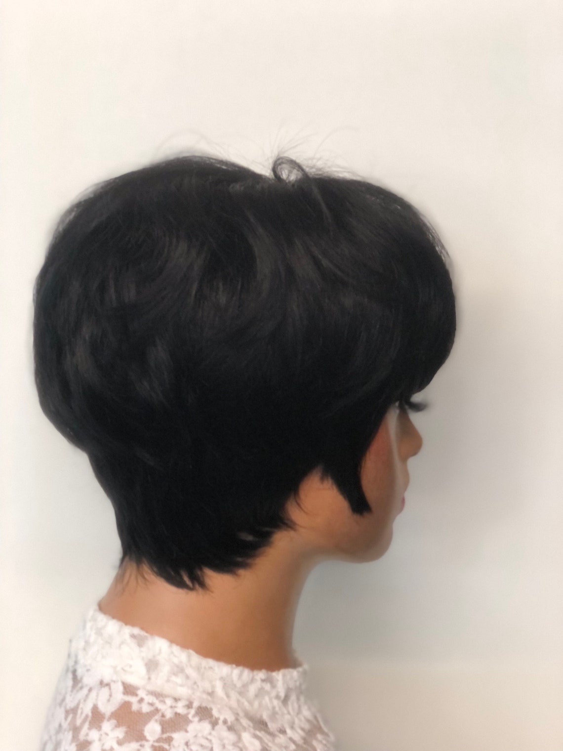 Kim Wig Unit Short Black Hair Pixie Cut 100% Human Hair Wig - Etsy