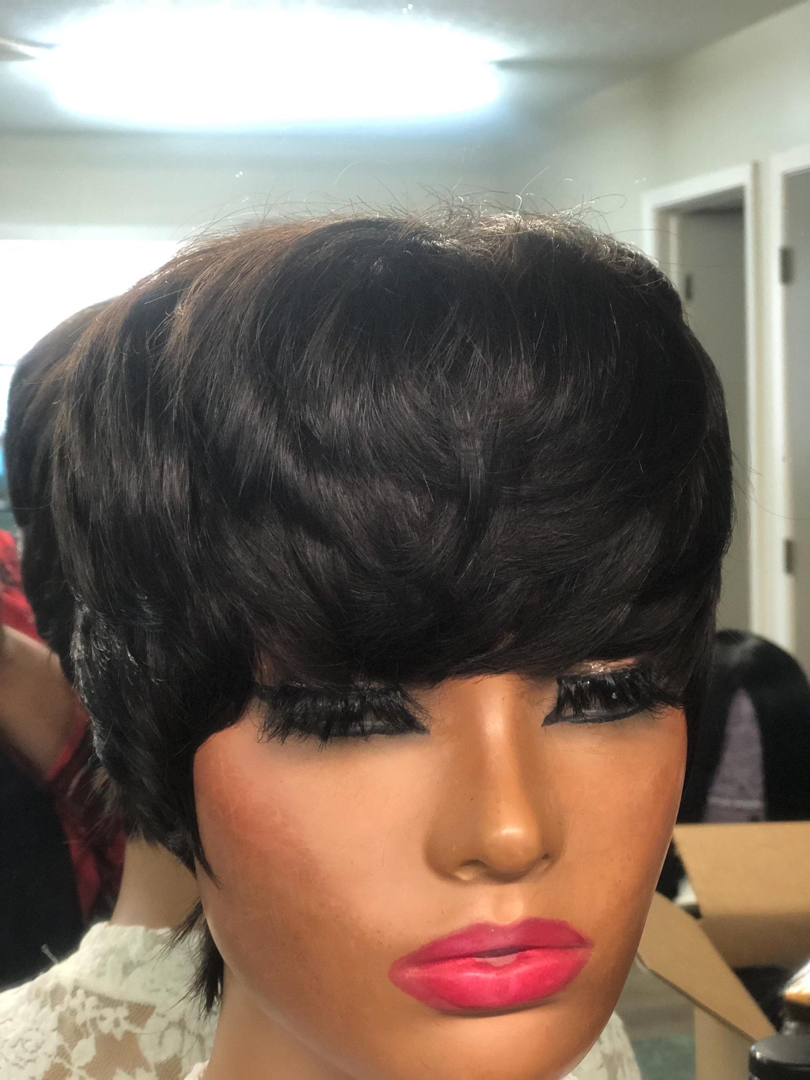 Short Human Hair/ Natural Brown/ Pixie Wig Unit/ Short Hair Pixie Cut ...