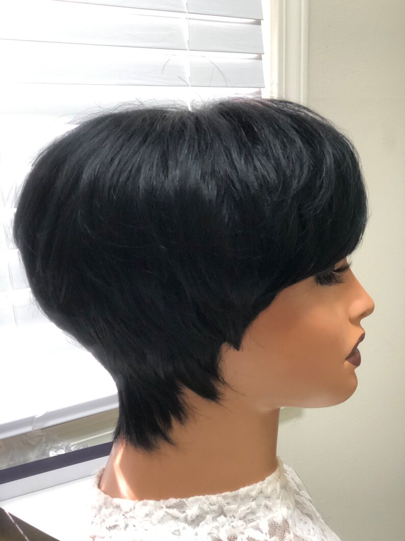 Kim Wig Unit Short Black Hair Pixie Cut 100% Human Hair Wig - Etsy