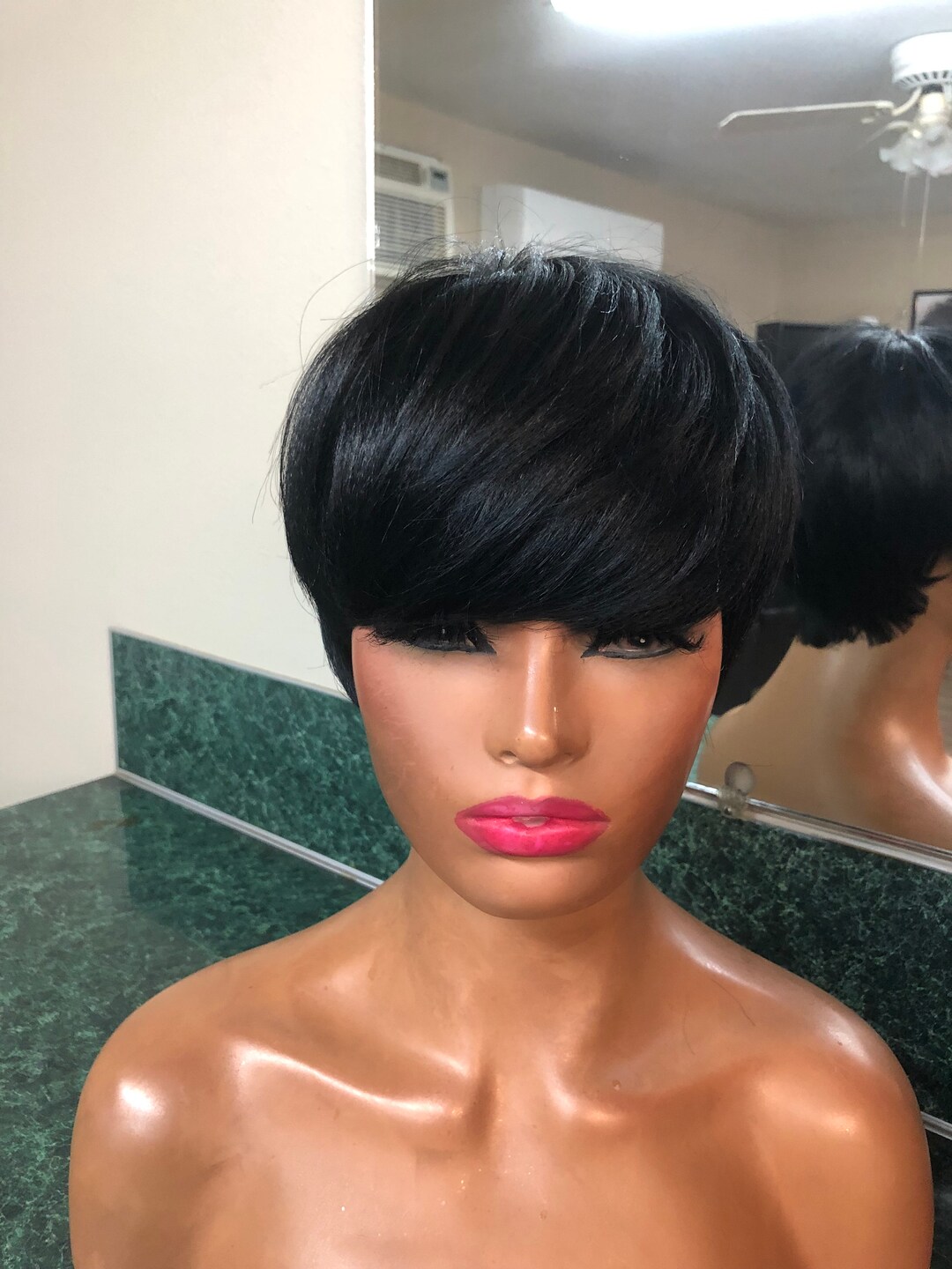 Kim Wig Unit Short Black Hair Pixie Cut 100% Human Hair Wig - Etsy
