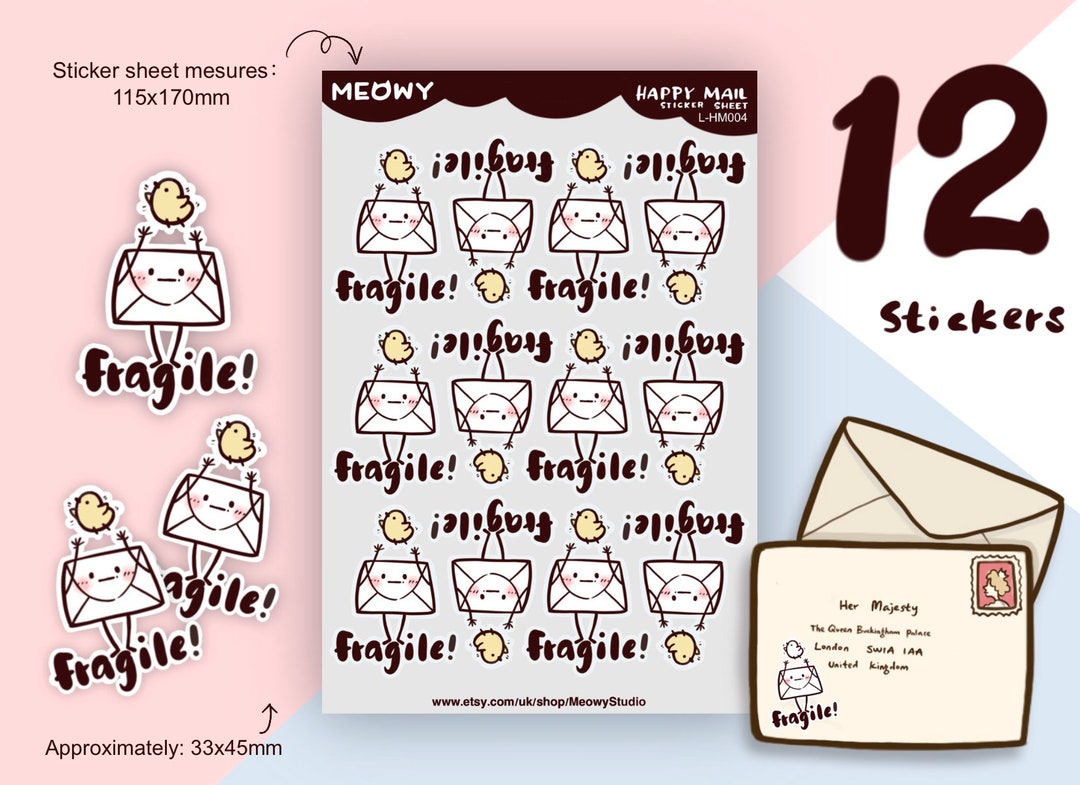 Happy Mail Sticker / Fragile Sticker / Kraft / Matt / Water Proof ...