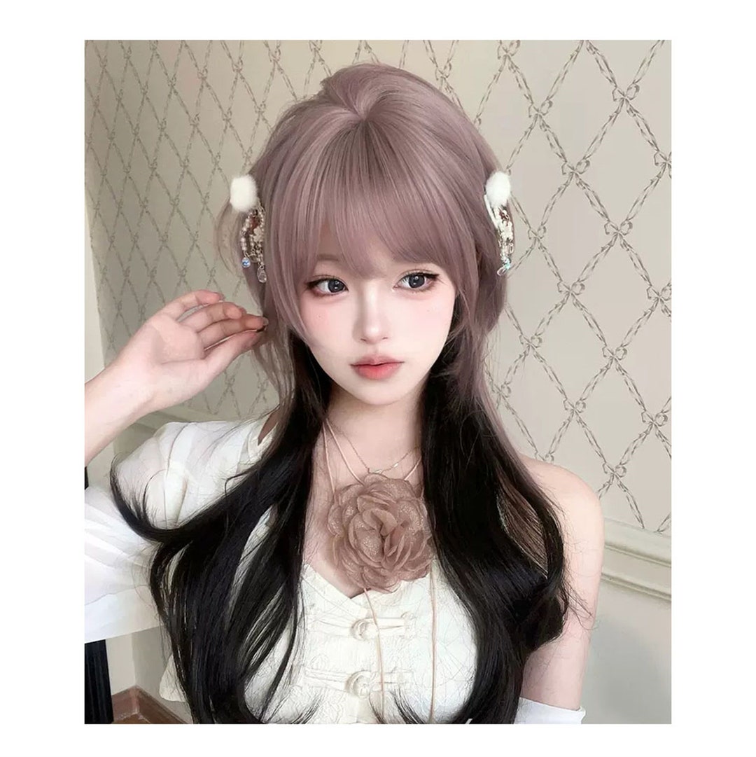 Pink Mixed With Black Jellyfish Long Straight Wig, Pink Black Lolita ...