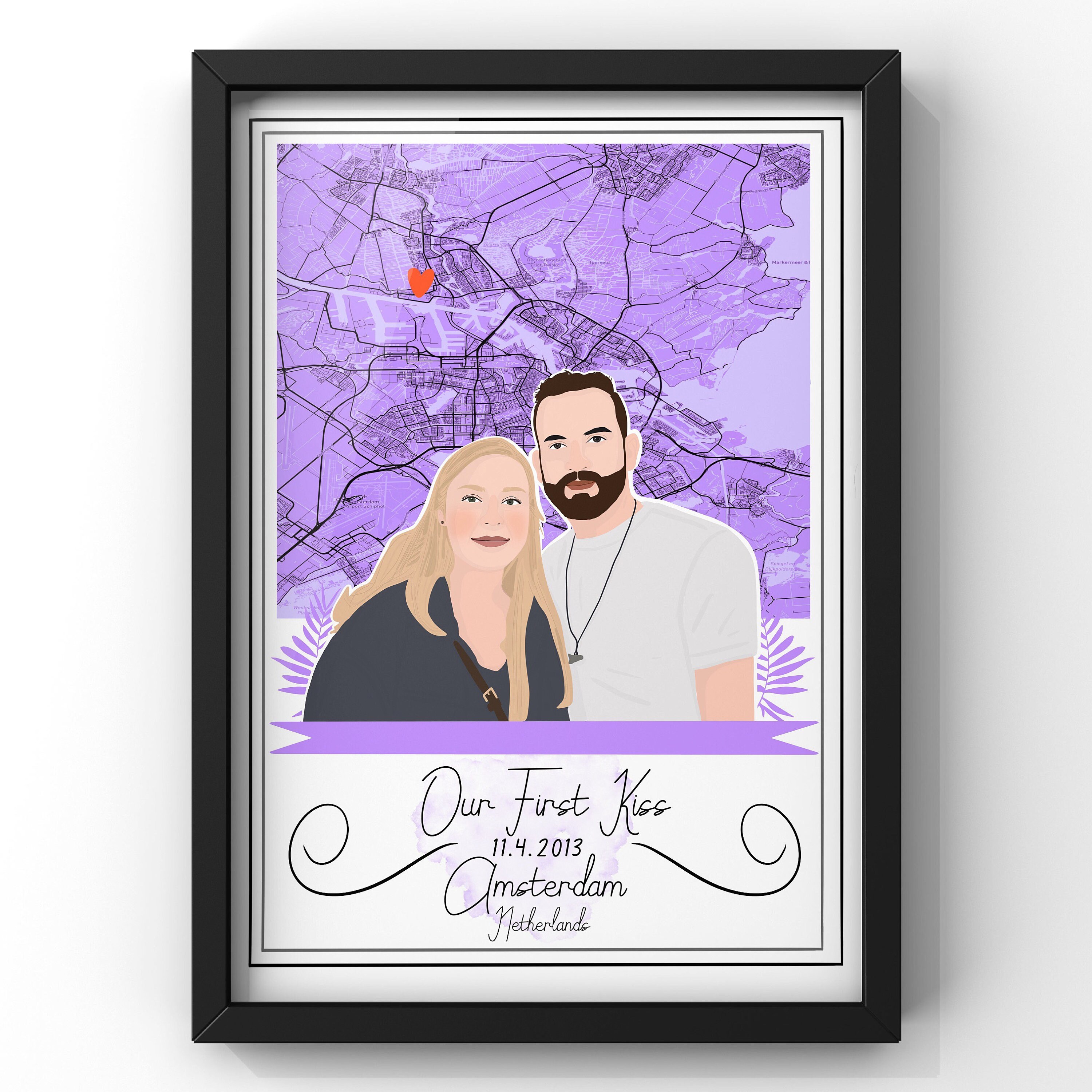 Custom Portrait on Map Custom City Map Personalized Map - Etsy