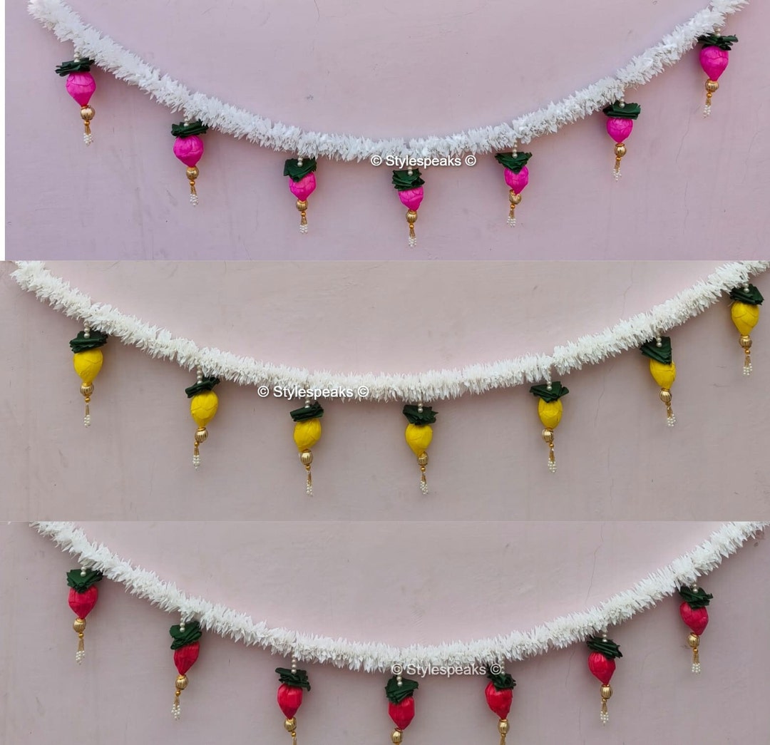 Handcrafted Toran Set Solawood Lotus Buds Door Toran Décor With Elegant ...