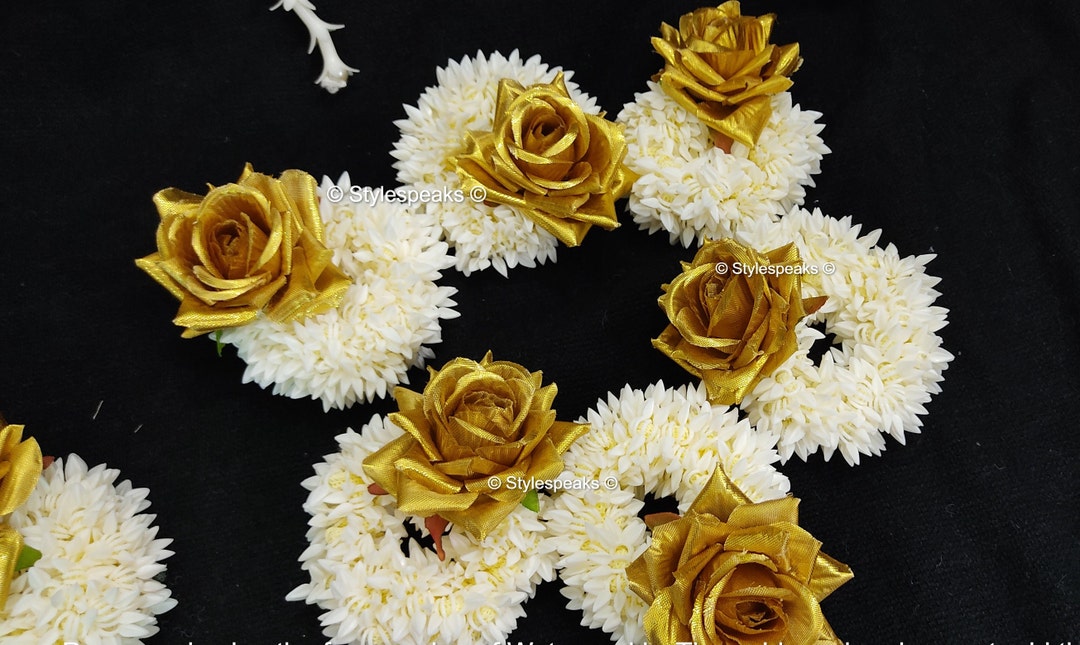 Golden Rose Jasmine Gajra Wedding Gajra Hand Gajra Hair - Etsy