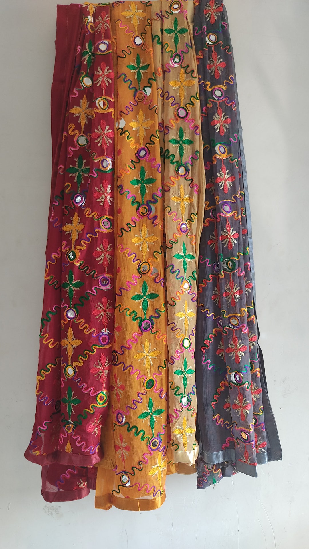 Whole Sale Embroidered Dupatta, Indian Phulkari Chiffon Handmade ...