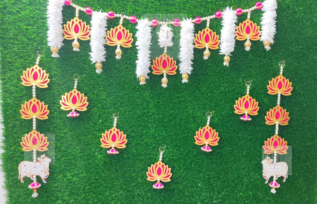 Lotus Cow Hanging Backdrop Lotus Cutouts Backdrop Wall Decor Set Indian ...