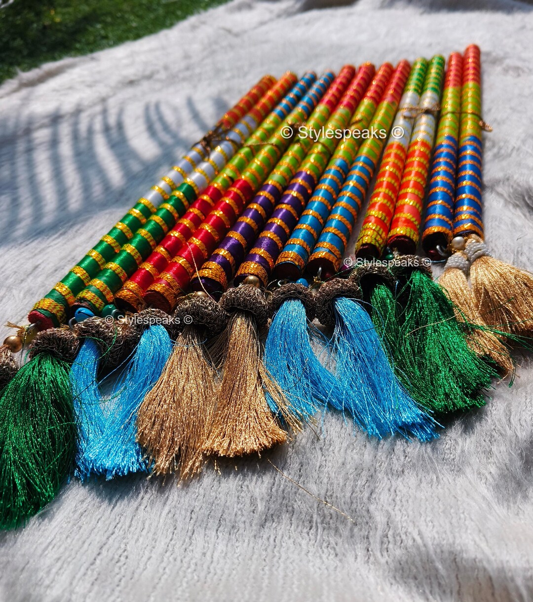 Assorted Beautiful Dandiya Stick With Tassels, Bulk Gujrati Dancing ...
