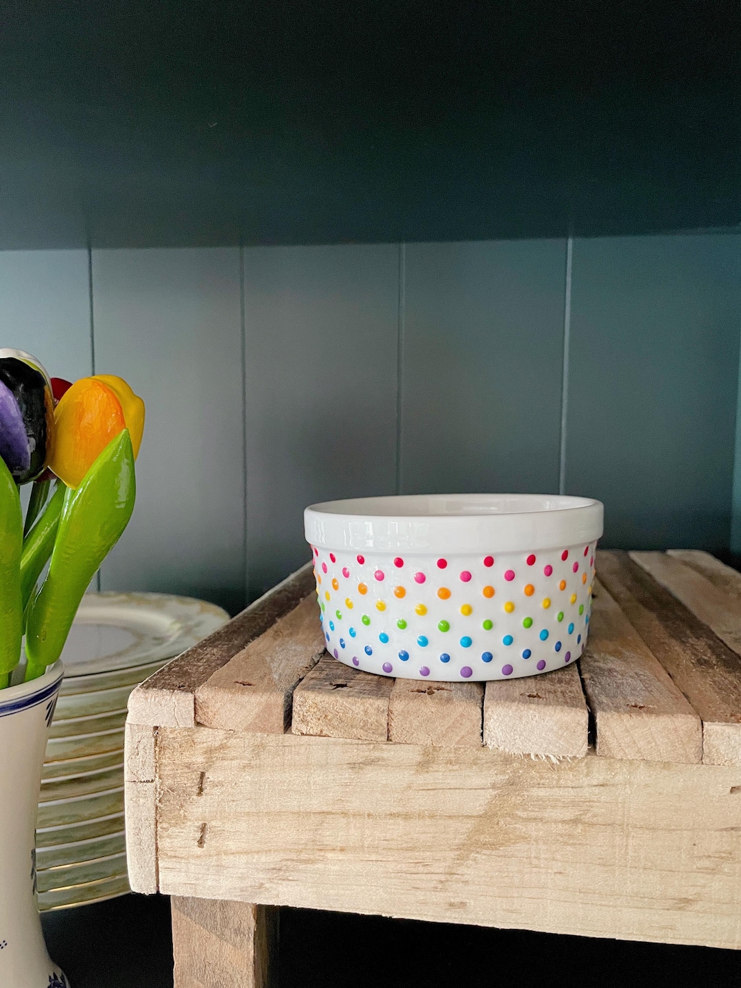 MINI CANDY BOWLS Rainbow Polka Dot Candy Dish Ceramic Bowl | Chippy ...