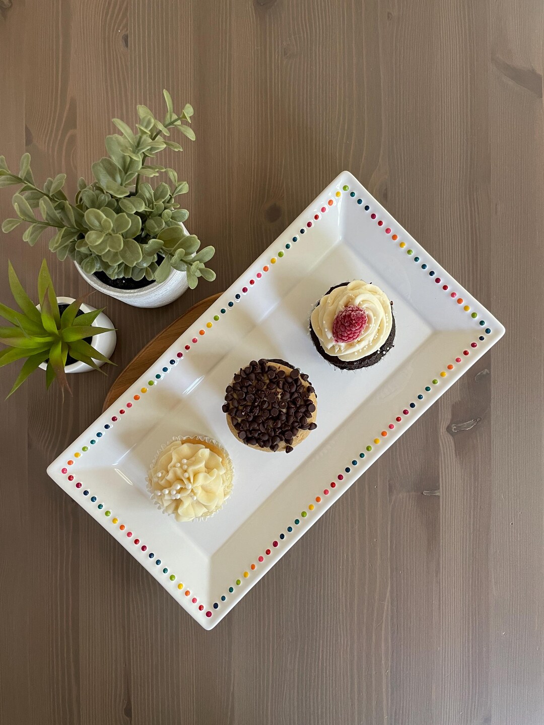 PLATTER Rainbow Polka Dot Ceramic Serving Platter | Chippy Bits ...
