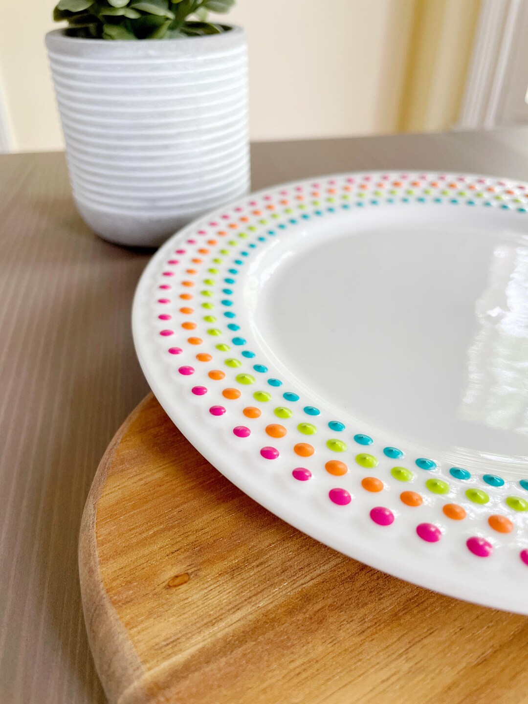 RAINBOW PLATE Polka Dot Ceramic Serving Platter | Chippy Bits, Serving ...