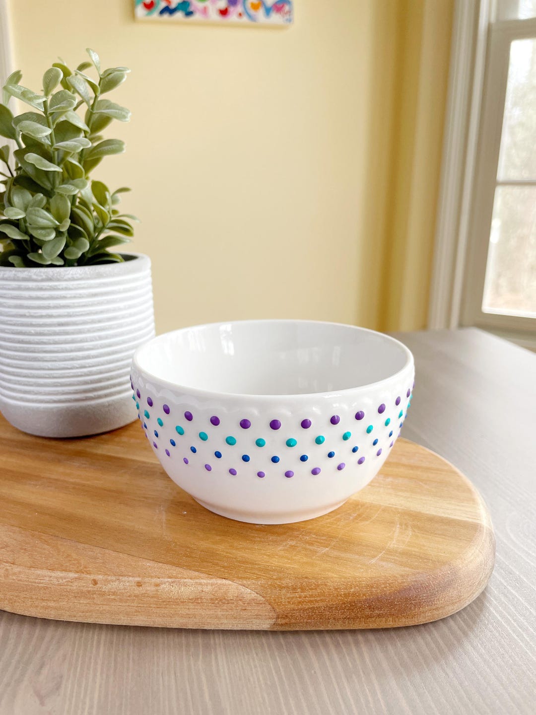 Scallop Top PURPLE Rainbow Polka Dot Dish Ceramic Bowl | Chippy Bits ...