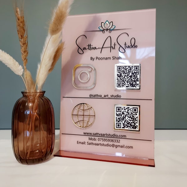 Triple Icon and Qr Code Instagram Business Social Media Sign - Etsy