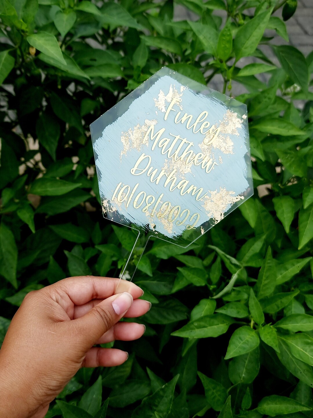 5" Hex Custom Acrylic Cake Topper Hand Painted | 1st Birthday | Gold ...