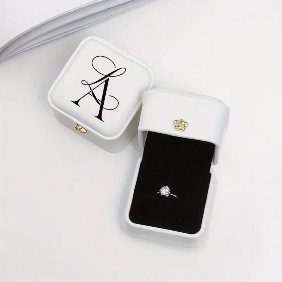 Personalised Luxury PU Leather Ring Box, Square Jewellery Box ...