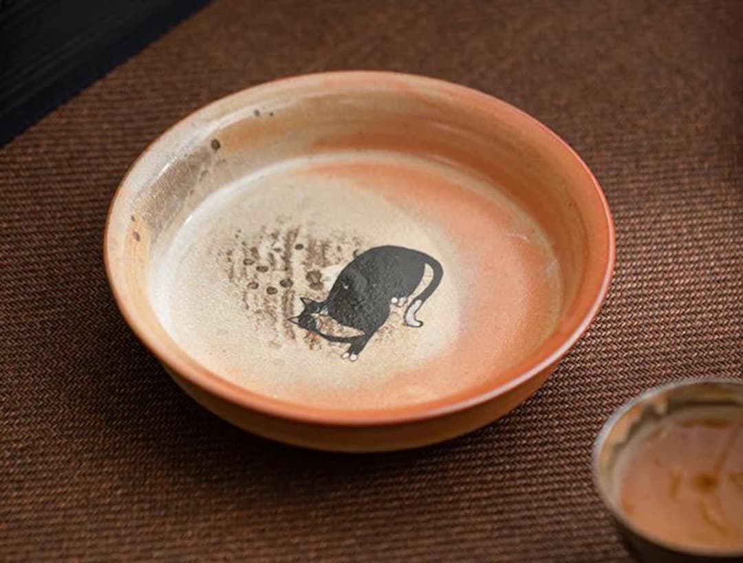 Ceramic Hand Painted Cat Tea Tray, Fruit Snack Plate, Creative ...