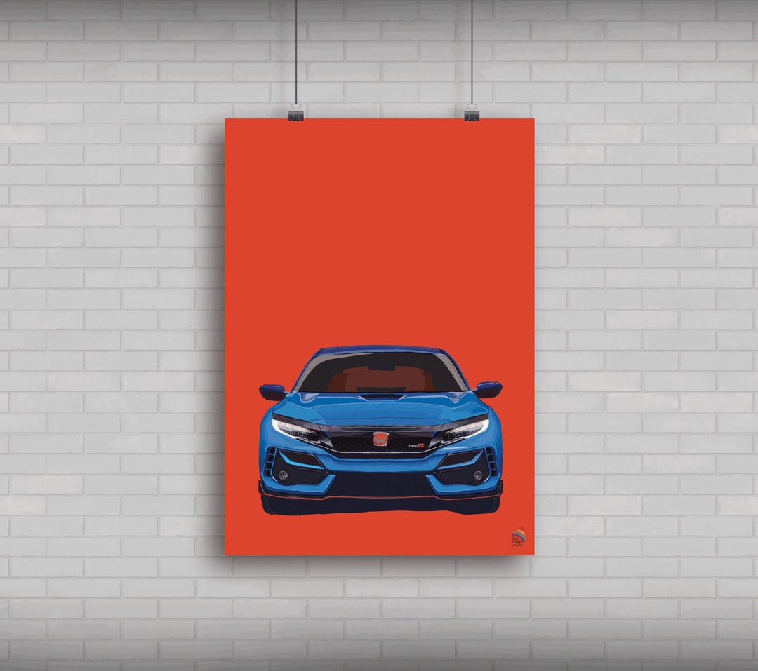 Honda Civic Type R Art - Honda Civic Type R in Blue - Illustration - Etsy