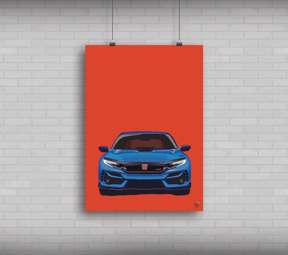 Honda Civic Type R Art Honda Civic Type R in Blue - Etsy