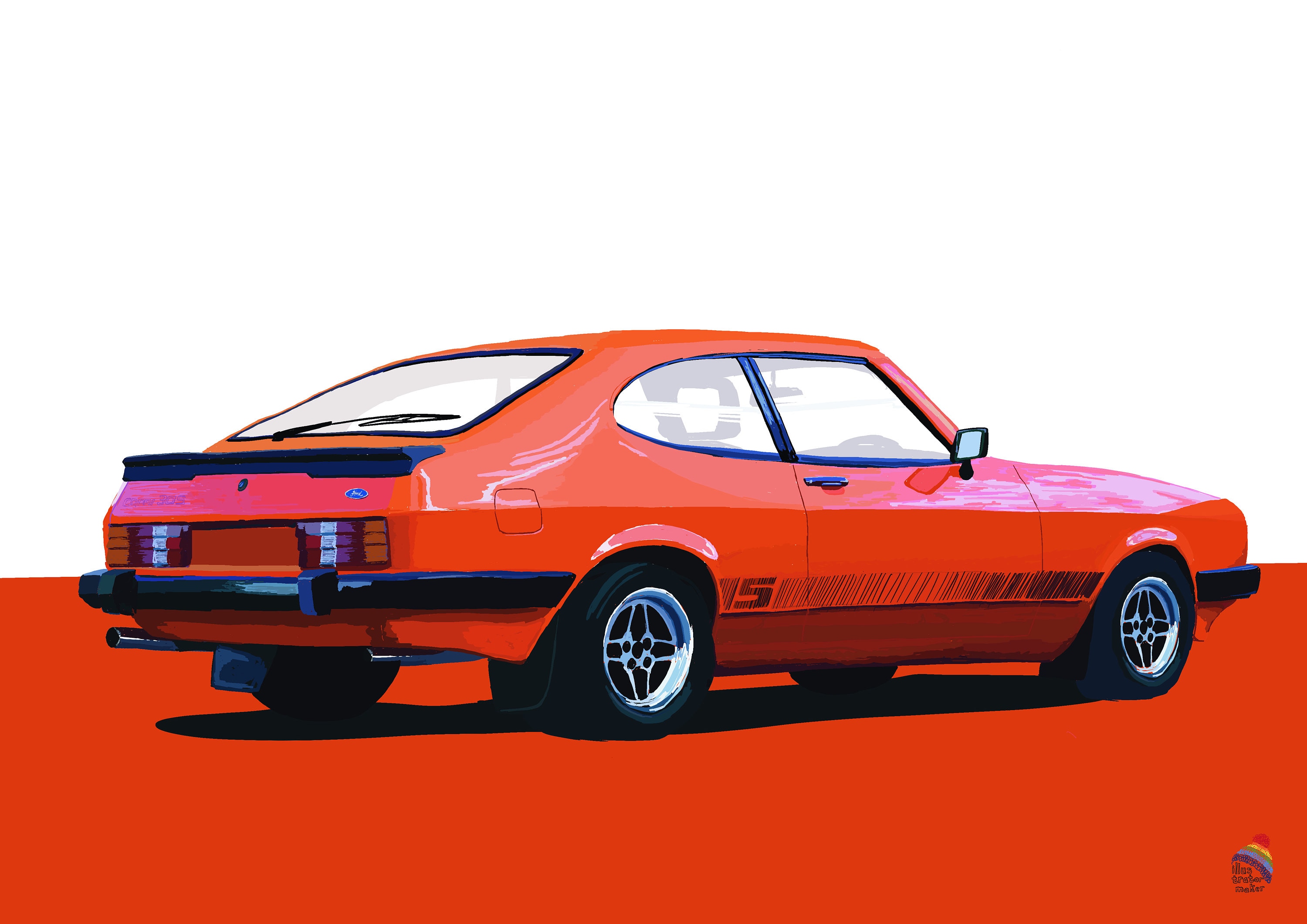 Ford Capri Art Classic Mk3 Ford Capri 3.0 S in Orange Illustration - Etsy