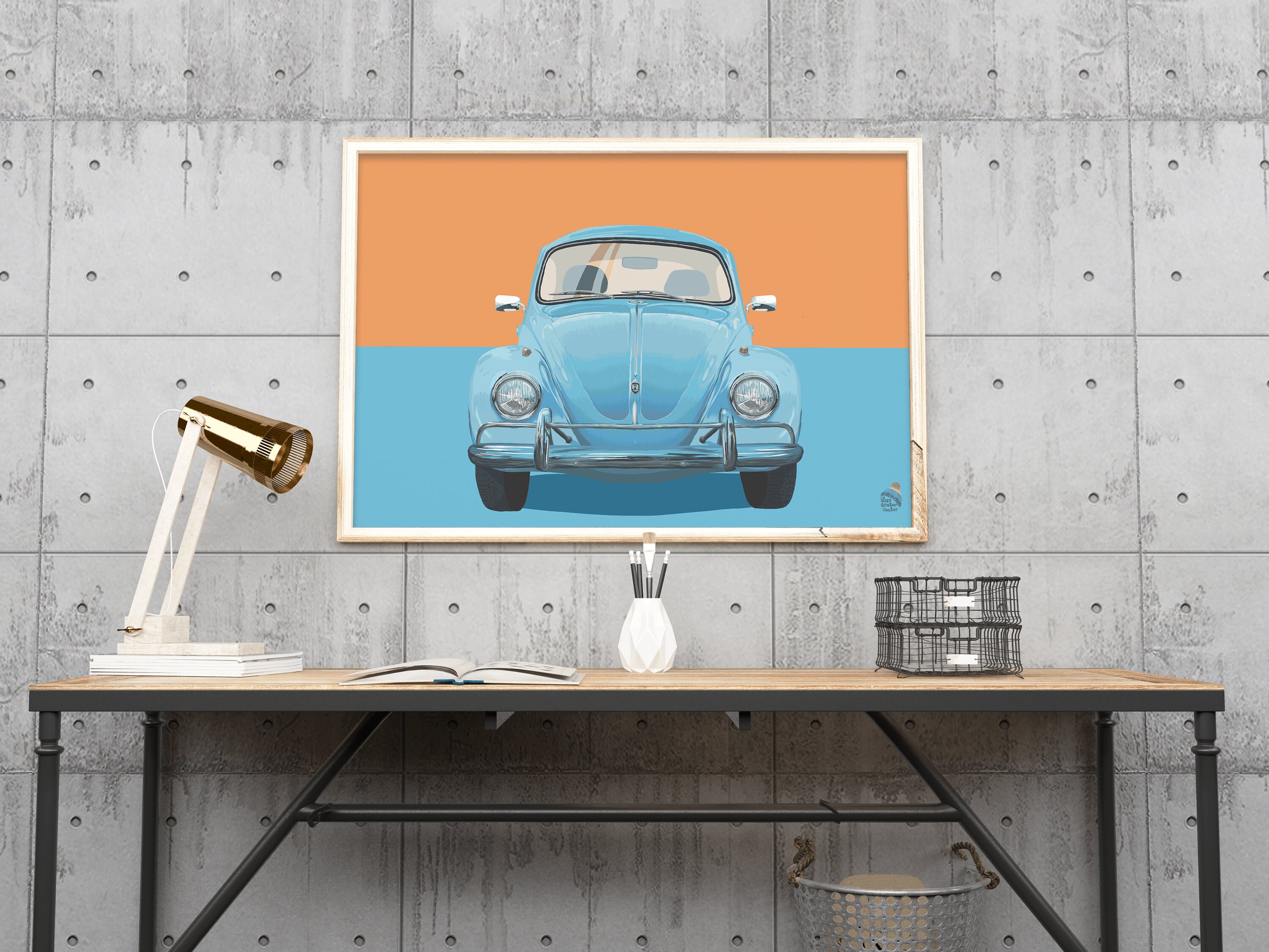 VW Beetle Art Illustration of the Classic VW Bug Beetle - Etsy