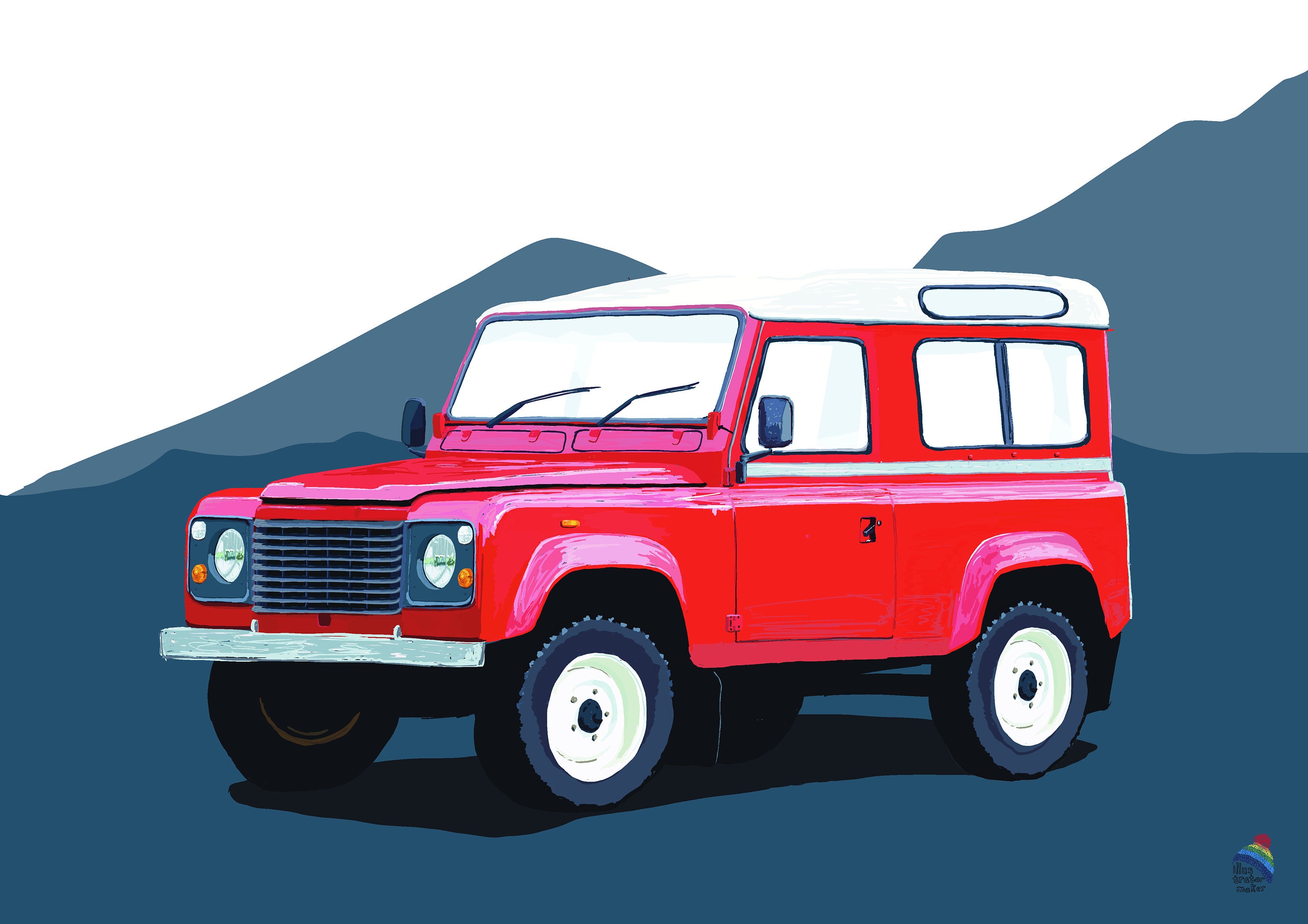 Land Rover Defender Art - Classic Land Rover Defender 110 With Mountain ...